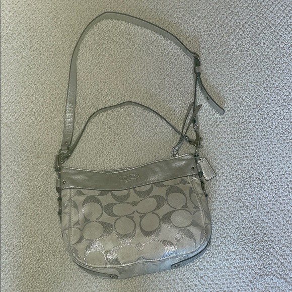 Coach | Bags | Coach Gray Signature Shoulder Bag With Curved Design ...